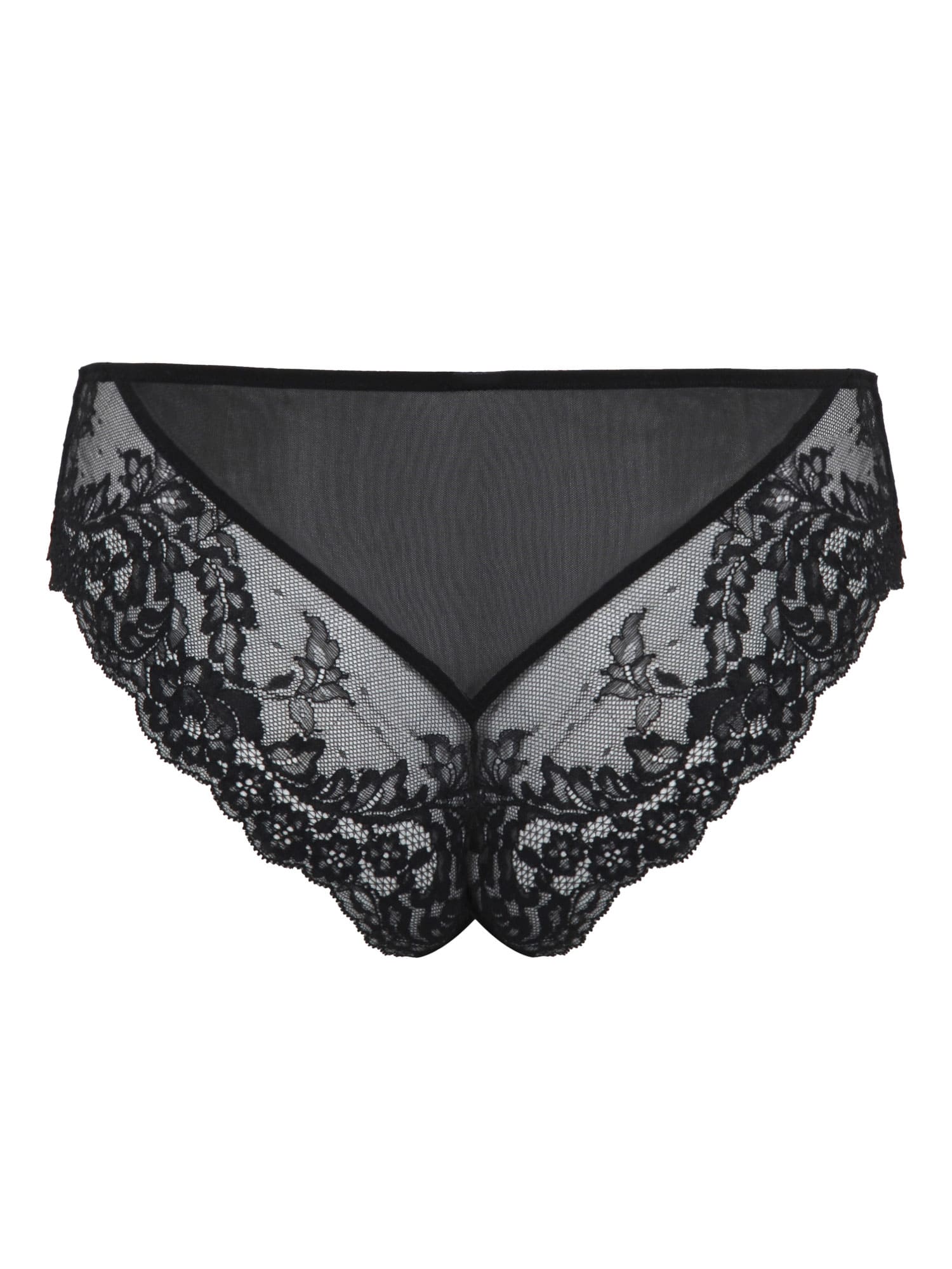 Brazilian Brief with Floral Embroidery Ana Black
