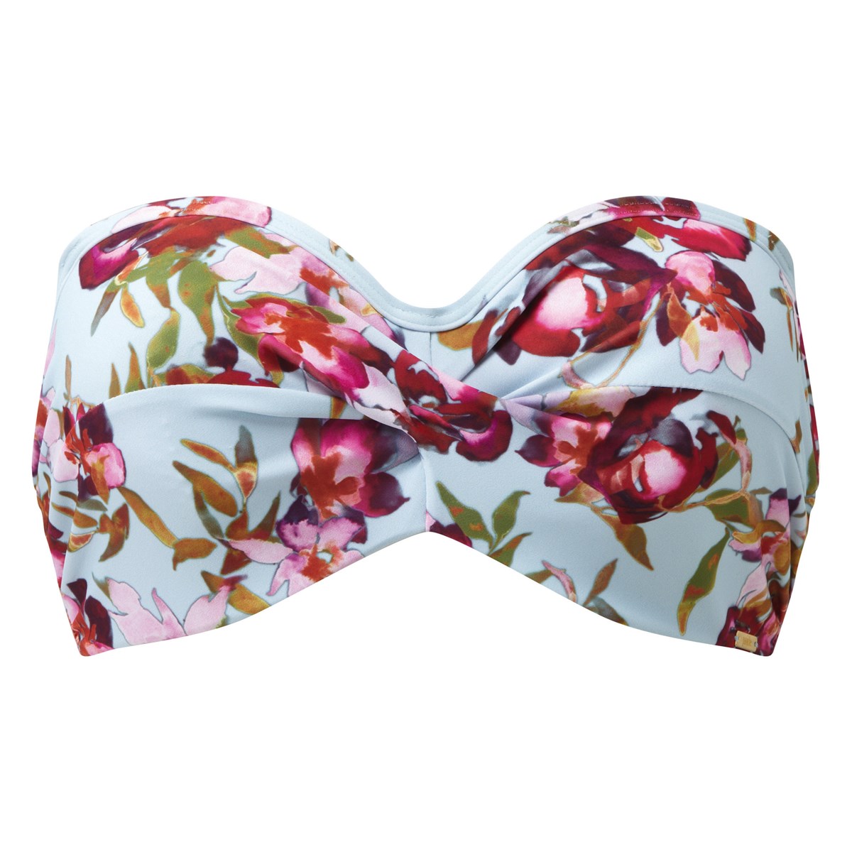 Amelia Blue Floral Strapless Bikini Top