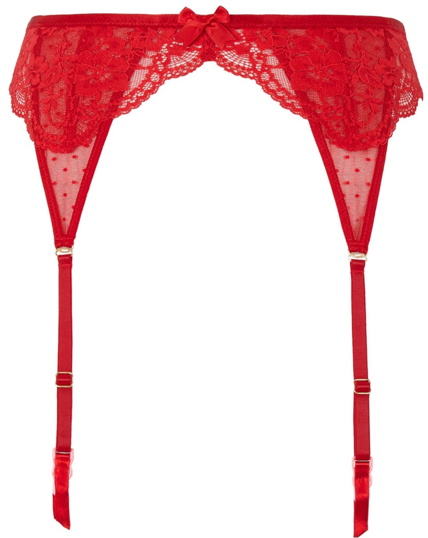 Garter Belt with Floral Lace Heidi Ruby Red