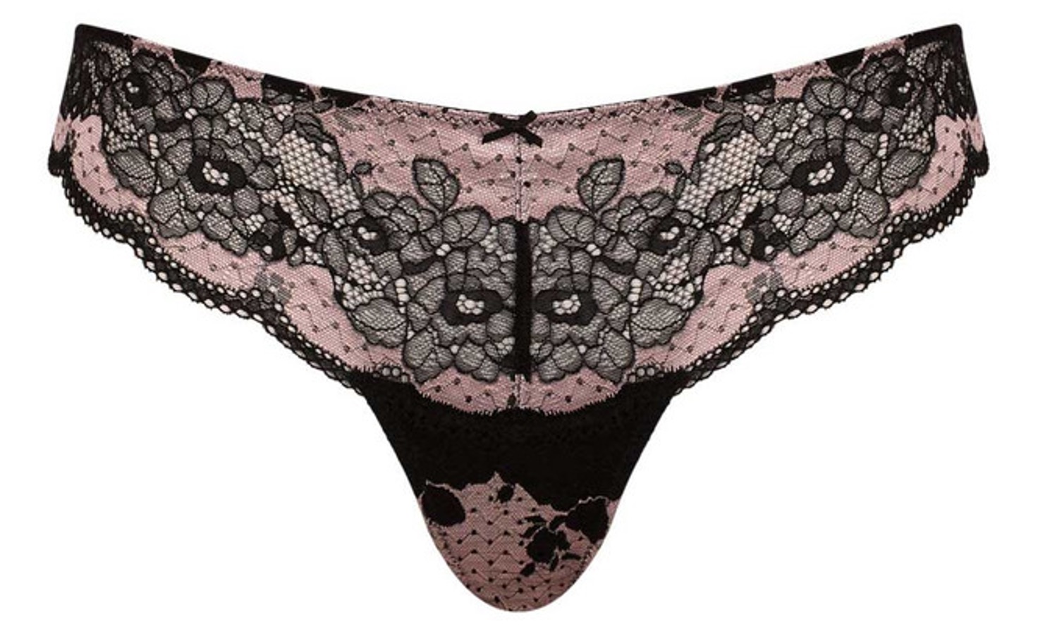 Clara Black/Pink Laced Thong