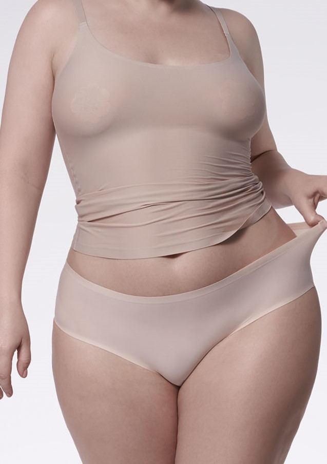Cueca Clássica de Cintura Média Flexi One Plus Size Bege