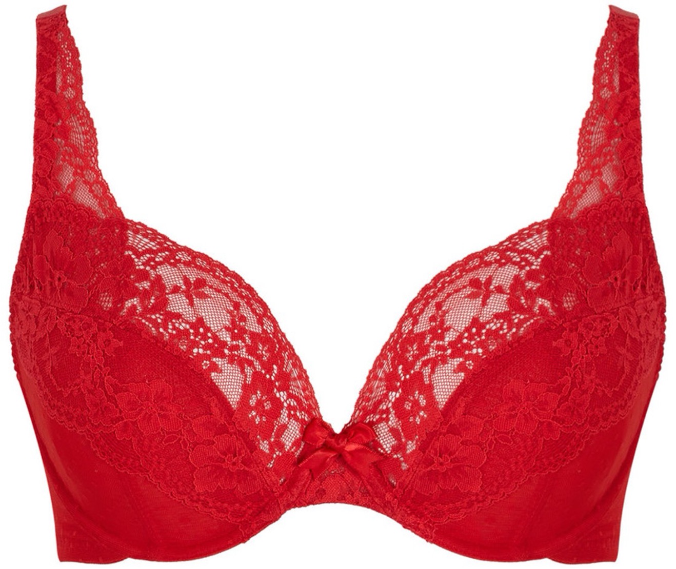 Heidi Plunge Ruby Red Lace Soft Cup Bra