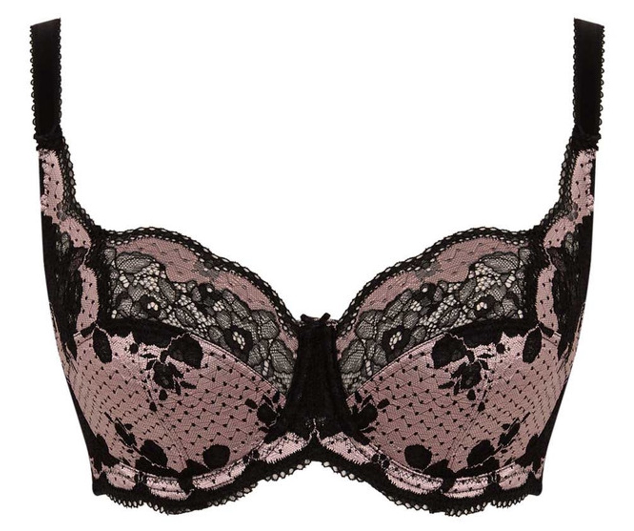 Clara Black/Pink Soft Full Cup Lace Bra