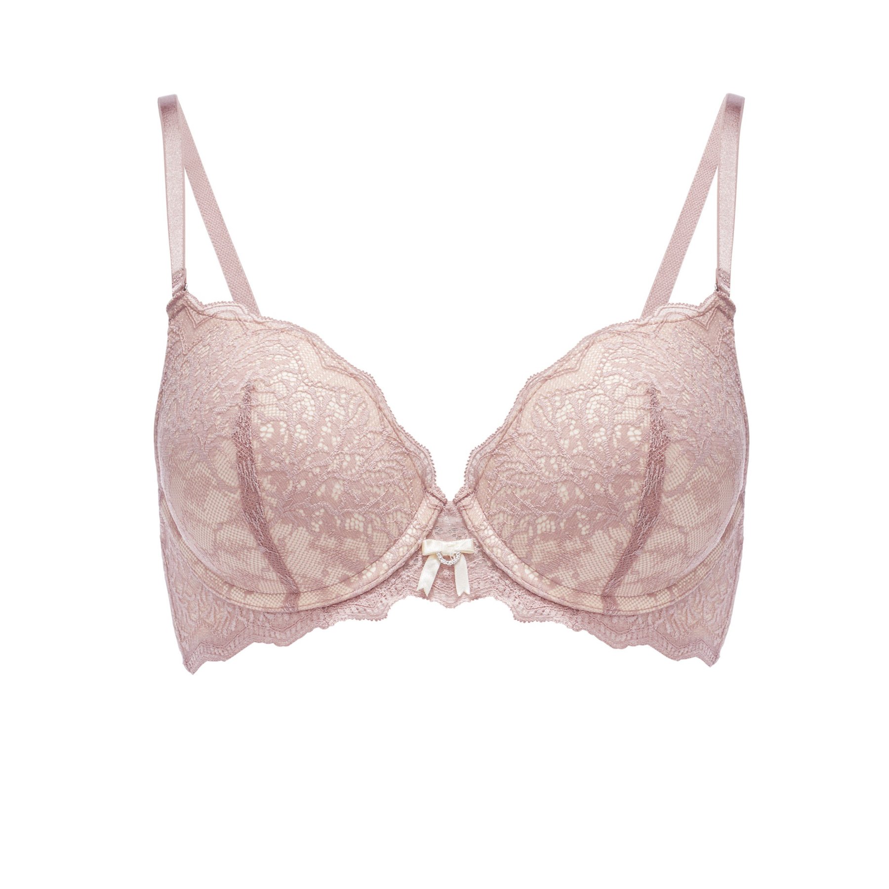 Push Up Plunge Bra With Lace My Body Pink